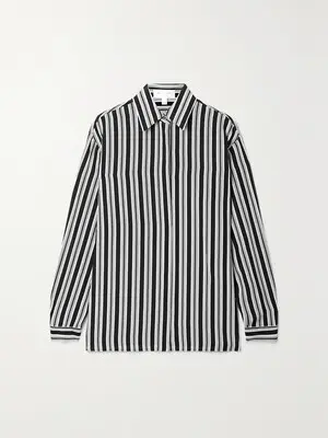Michael Kors Striped Organic Silk Crepe De Chine Shirt