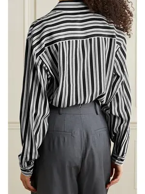 Michael Kors Striped Organic Silk Crepe De Chine Shirt