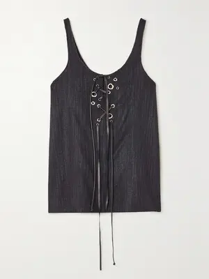 Chloé Leather-trimmed Silk-blend Canvas Tank