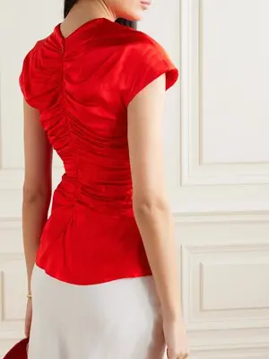 Tove Fiana Ruched Silk-satin Top - Red
