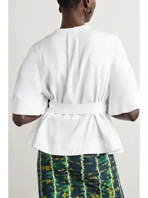 Altuzarra Dafishy Belted Crepe Blouse