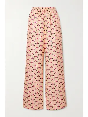 LANVIN Printed Silk-twill Wide-leg Trousers