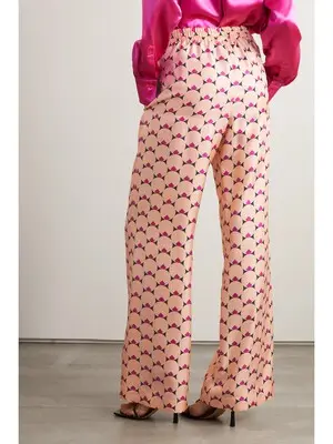 LANVIN Printed Silk-twill Wide-leg Trousers
