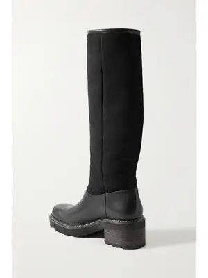 Gabriela Hearst Shearling-lined Suede And Leather Knee Boots