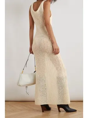 Chloé Open-knit Ribbed Wool, Silk, And Cashmere-blend Maxi Dress