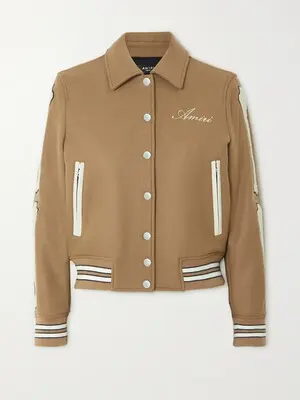 Amiri Bones Appliquéd Wool-blend Twill Bomber Jacket