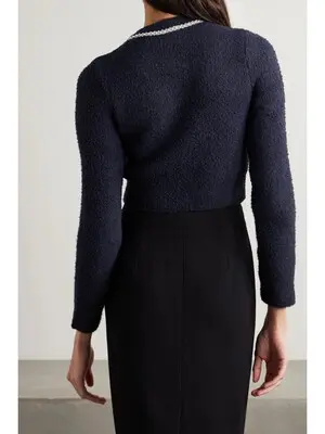 SELF-PORTRAIT Cropped Embellished Fleece Cardigan
