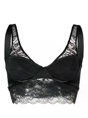 Versace Greca-detail Lace Bralette - Black