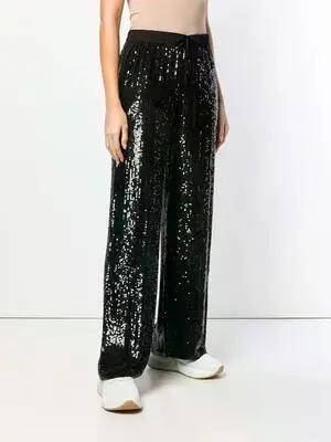 P.a.r.o.s.h Sequin Wide Leg Trousers - Black