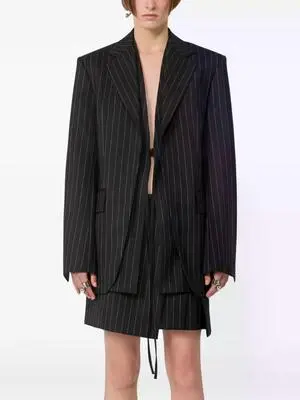 Sportmax Pinstripe Tie-fastening Blazer - Black