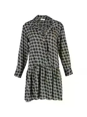 Sandro Printed Silk Shirt Dress