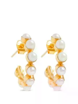 FREYA ROSE Pearl Stud Hoop Earrings - Gold