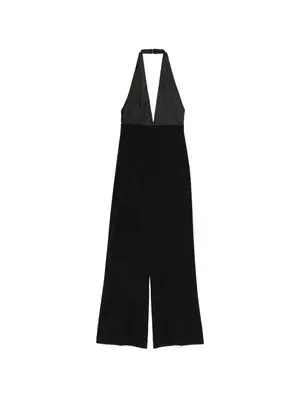 Patrizia Pepe Fluid Crepe Deep Neckline Jumpsuit - Black