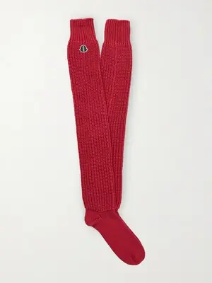 Rick Owens Logo-appliquéd Ribbed Socks - Red
