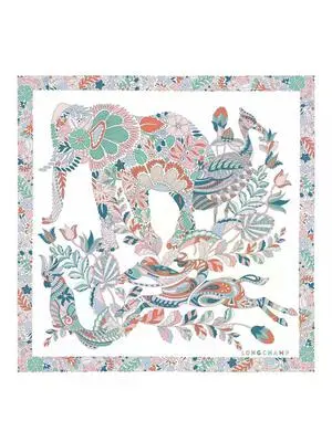 Longchamp Forêt Silk Scarf - White