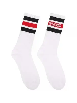 Moschino Inlaid Terry Striped Socks - White