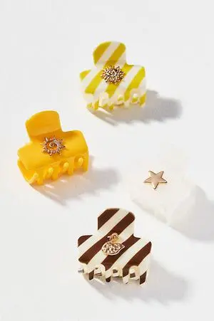 BERRY Icon Mini Claw Clips, Set Of 4 - Yellow