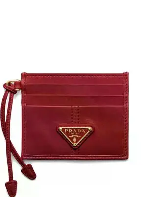 Prada Enamelled-logo Leather Card Holder