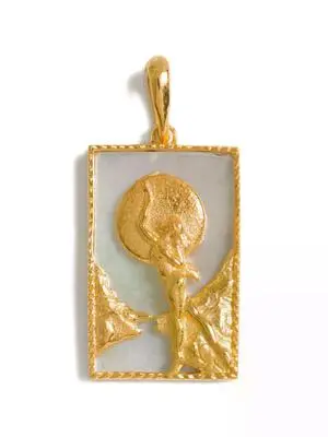 FREYA ROSE Rectangle Moon Pendant - Gold
