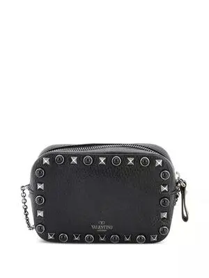 Valentino Garavani Rolling Rockstud Leather Camera Cross Body Bag - Black