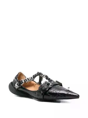 13 09 SR Pointed Chain-detail Ballet Flats