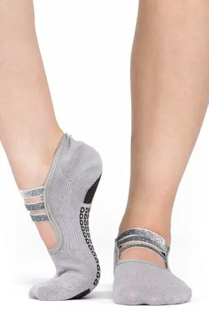 AREBESK Sparkle Cotton Blend Gripper Socks Grey