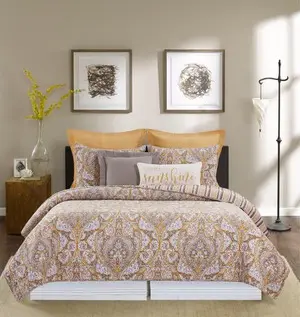 C&F HOME Shay Damask Quilt Set Bedding Collection