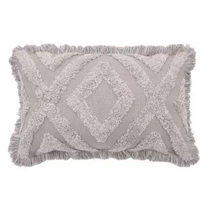 CAROL & FRANK Link Woven Tufted Cotton Decorative Throw Pillow - Gray