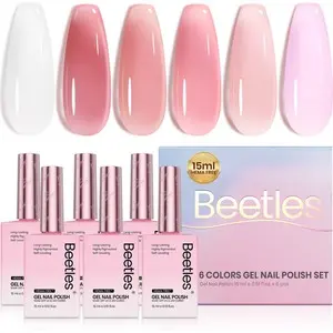 BEETLES Nude Gel Polish Set 6 Colors - Black White Red