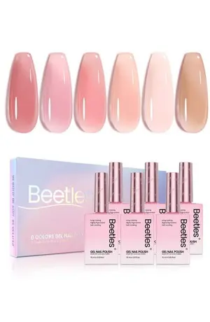BEETLES Neutral Nude Gel Polish Set 6 Colors - Light Pink Jelly