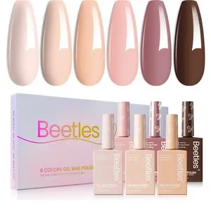 BEETLES Neutral Nude Gel Polish Set 6 Colors - Light Skin Dark Brown