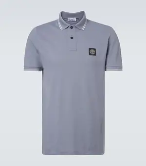Stone Island Compass Cotton-blend Piqué Polo Shirt - Grey