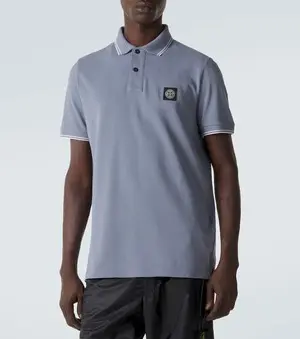 Stone Island Compass Cotton-blend Piqué Polo Shirt - Grey