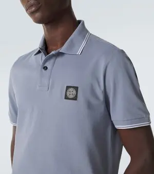 Stone Island Compass Cotton-blend Piqué Polo Shirt - Grey