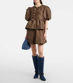 GANNI Kat Denim Knee-high Wedge Boots - Blue