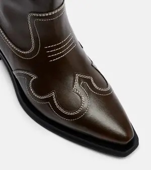 GANNI Embroidered Cowboy Boots - Brown