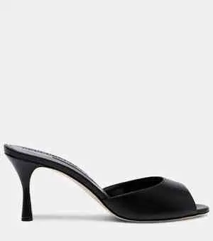 Manolo Blahnik Jada 70 Leather Mules - Black