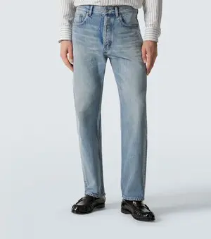 Saint Laurent Distressed Straight Jeans - Blue