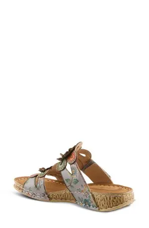 SPRING STEP SHOES Beaudie Embossed Leather Sandals - Grey Multi