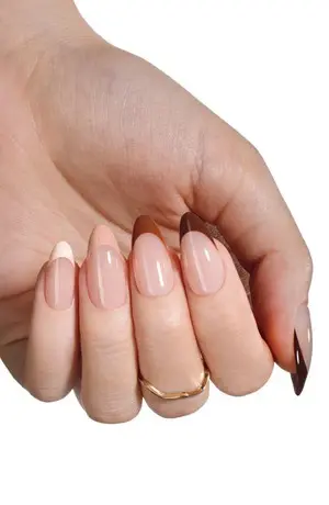 BEETLES Medium Almond French Tip Press On Nail Studio Kit
