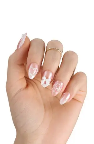BEETLES French Tip Gel Press On Nail Starter Kit Short Almond