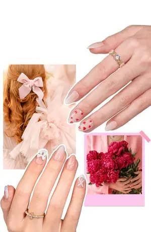 BEETLES French Tip Gel Press On Nail Starter Kit Short Almond