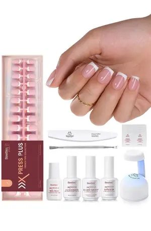 BEETLES French Tip Press On Nail Studio Kit Short Square