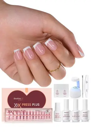 BEETLES French Tip Press On Nail Studio Kit Short Square - None
