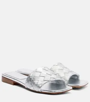 Bottega Veneta Intrecciato Mules - Silver