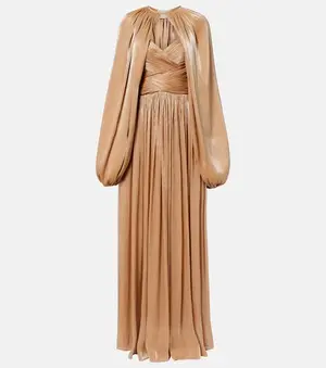 Costarellos Gathered Pleated Gown
