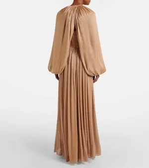 Costarellos Gathered Pleated Gown