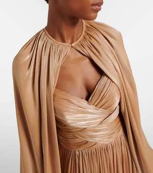 Costarellos Gathered Pleated Gown