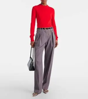 JIL SANDER Crew Neck Virgin Wool Sweater - Red