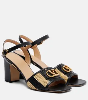 Valentino Garavani Vlogo Crochet Leather Sandals - Black